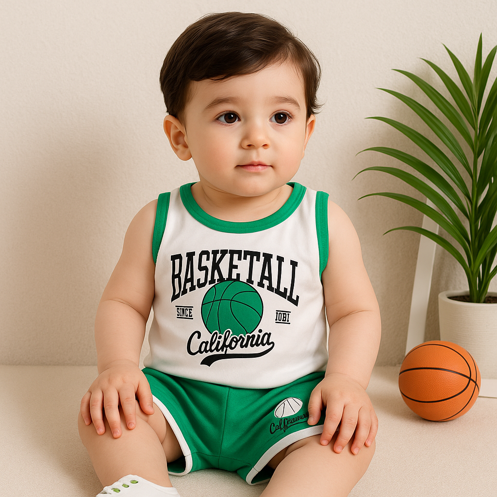 Get Basketball Green Sando Set – Sporty & Cool | babyplanet.pk – Baby ...