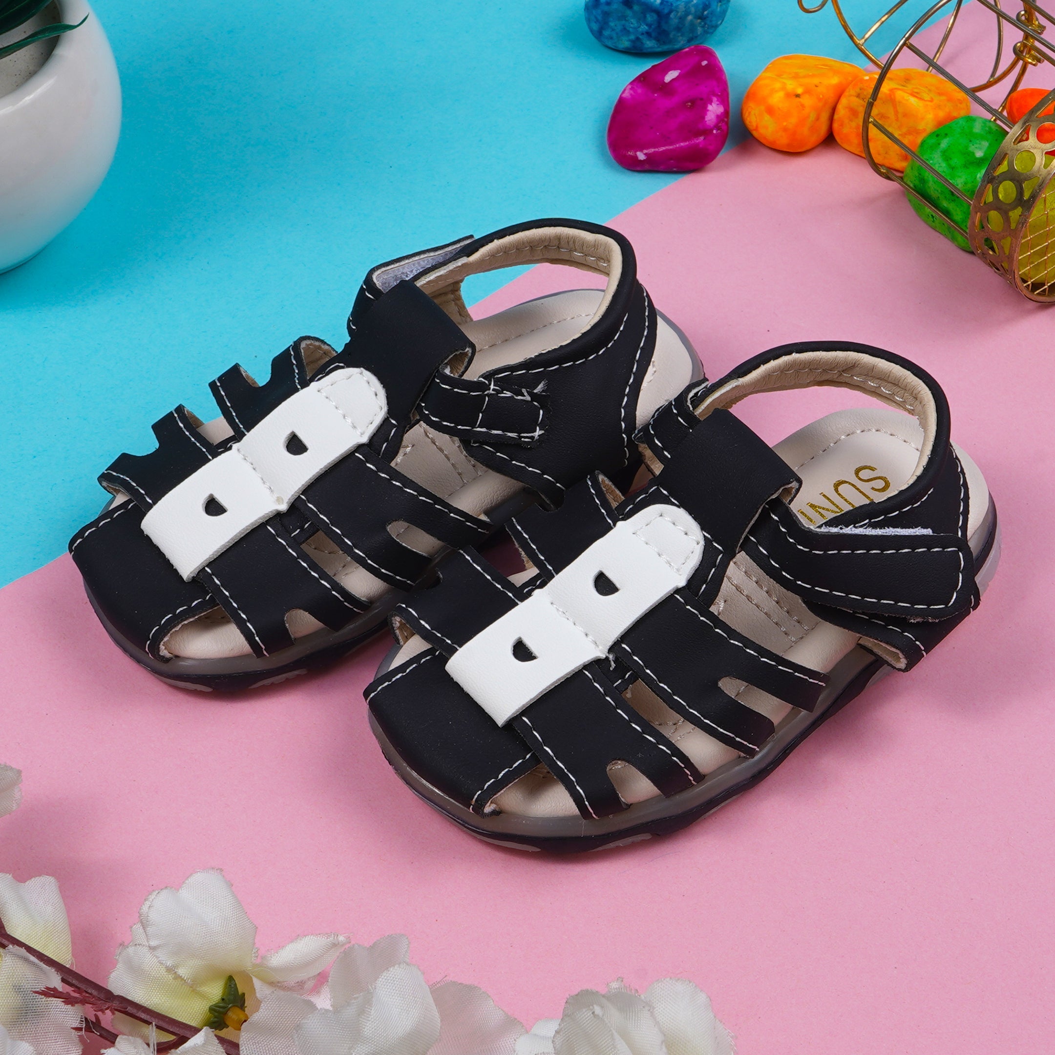 Kids Sandals With Sole Lights Black - Sunshine – Baby Planet