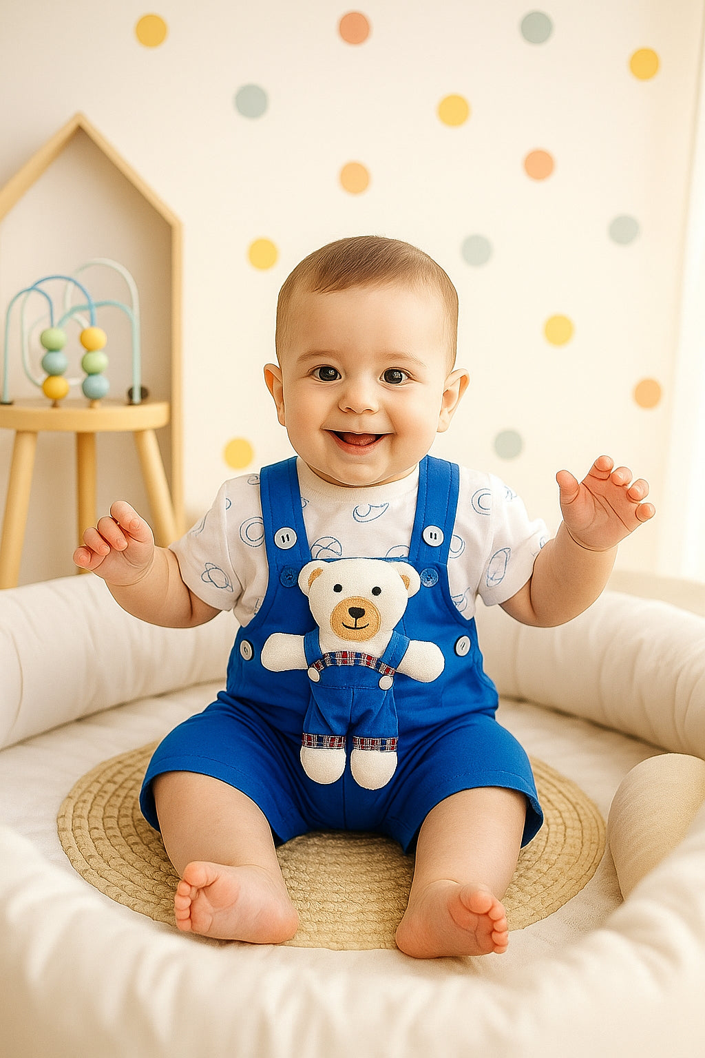 Baby Half Sleeve Dungaree Set Bear Blue - Sunshine – Baby Planet