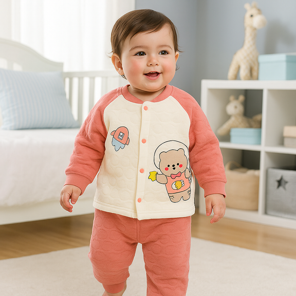 Discover Deals Fleece Sleepsuit Rocket Peach| Cute Baby Clot – Baby Planet