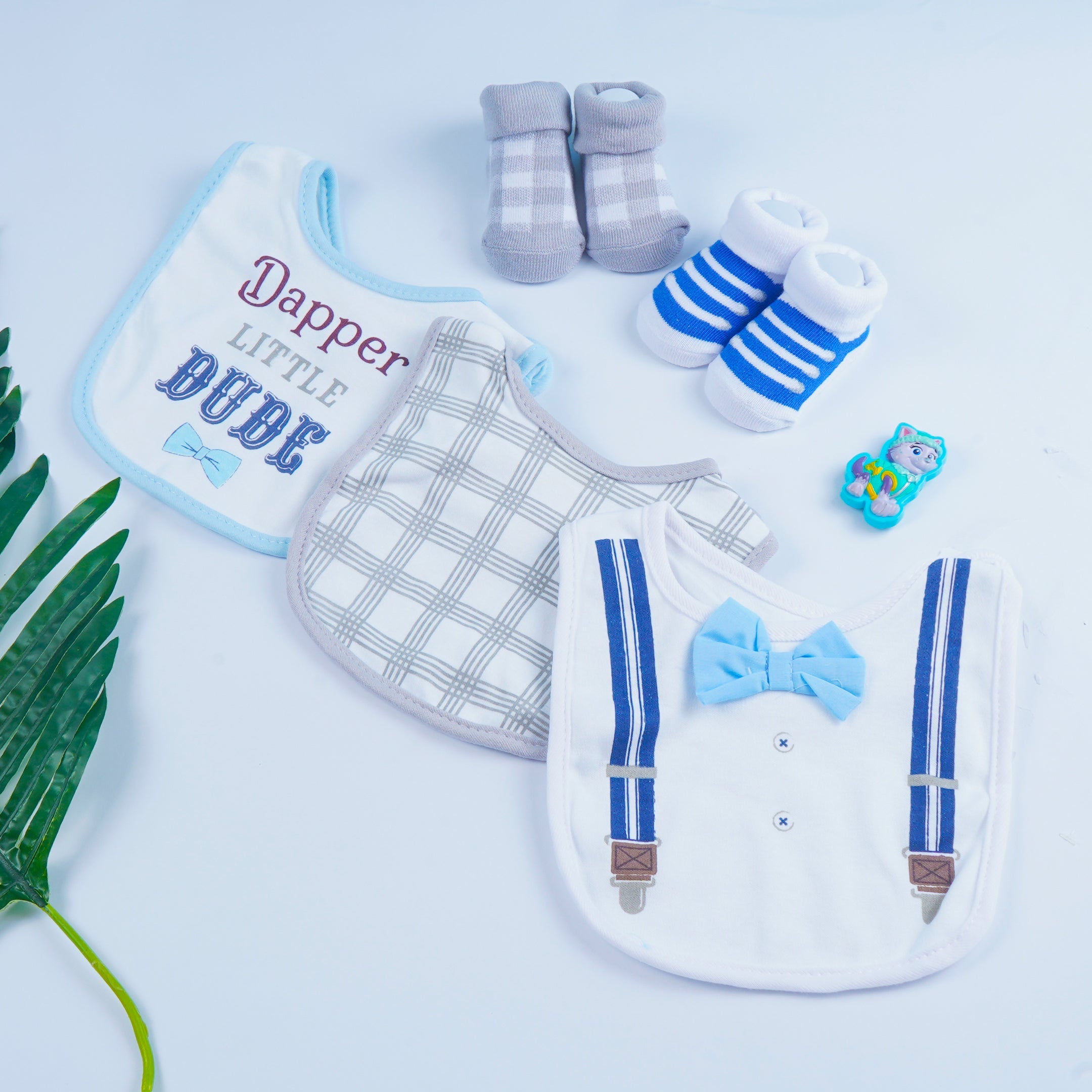 Baby Bibs & Booties 5Pcs Set Little Dude White & Grey - Sunshine – Baby ...