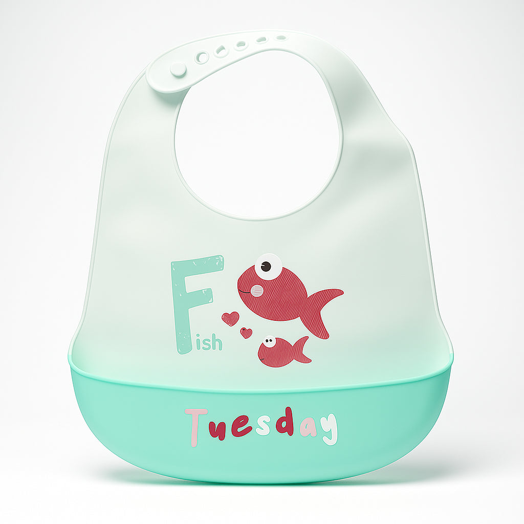 Baby Silicone Bib Pocket Fish Sea Green - Sunshine – Baby Planet