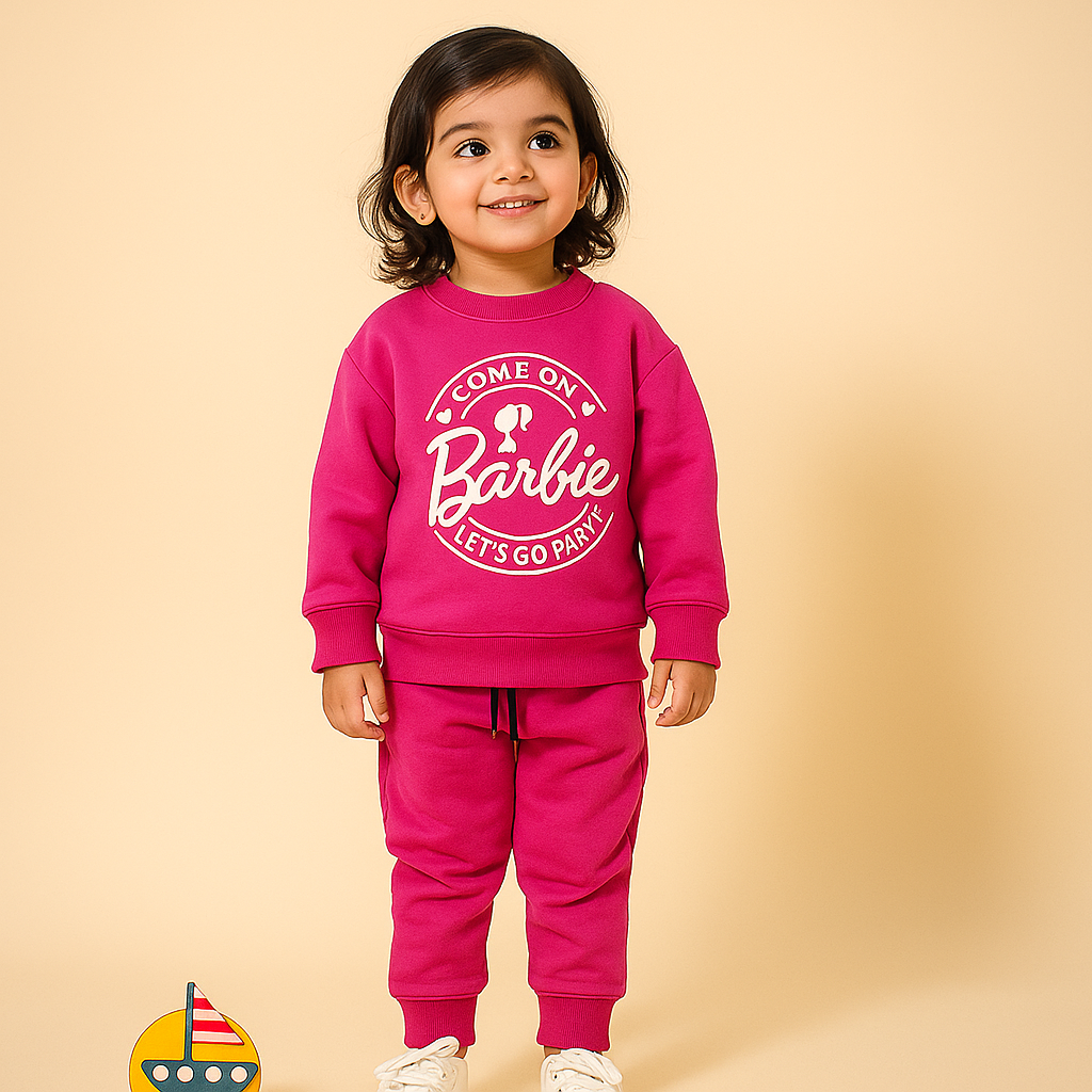 Discover Barbie Pink Kids Printed Tracksuit – Stylish & Soft ...