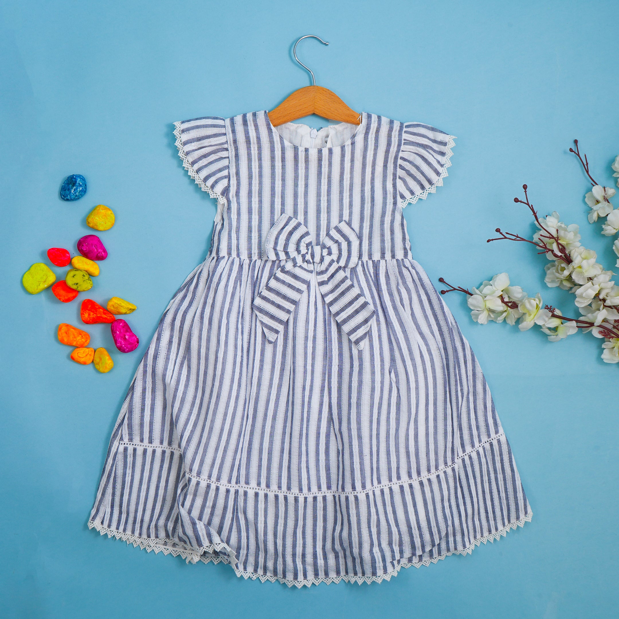 girls-cotton-frock-bow-stripes-grey-mini-charm-b204001000710607 – Baby ...