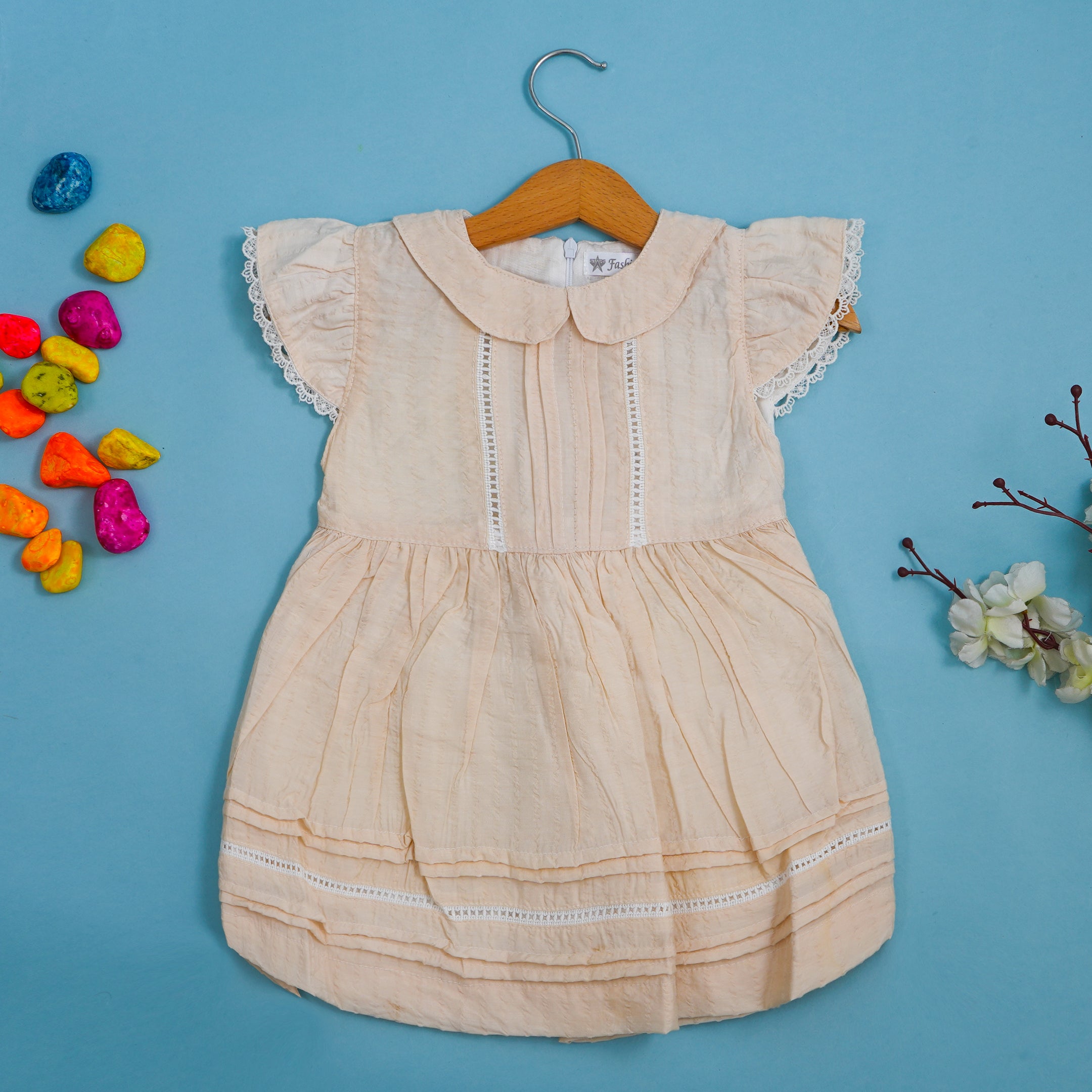 girls-cotton-frock-beige-mini-charm-b204001001230611 – Baby Planet